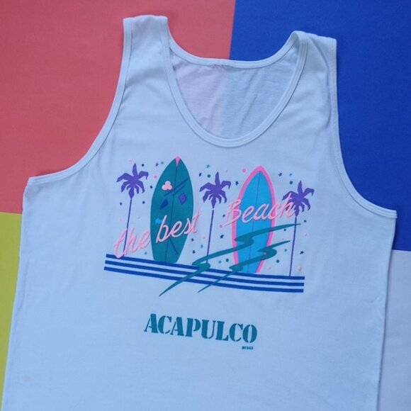 Vintage | Shirts | Vintage 9s Acapulco The Best Beach Graphic Single ...
